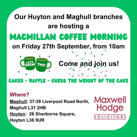 Macmillan Coffee Morning – Maxwell Hodge Solicitors
